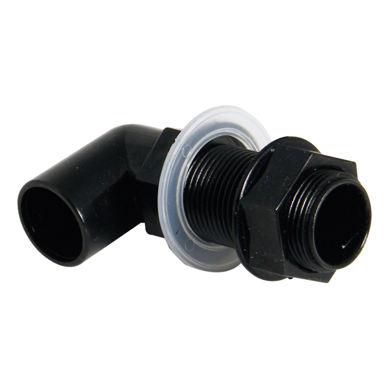 Tank Connector Bent Overflow PVC Black/White 21.5mm - Evomart
